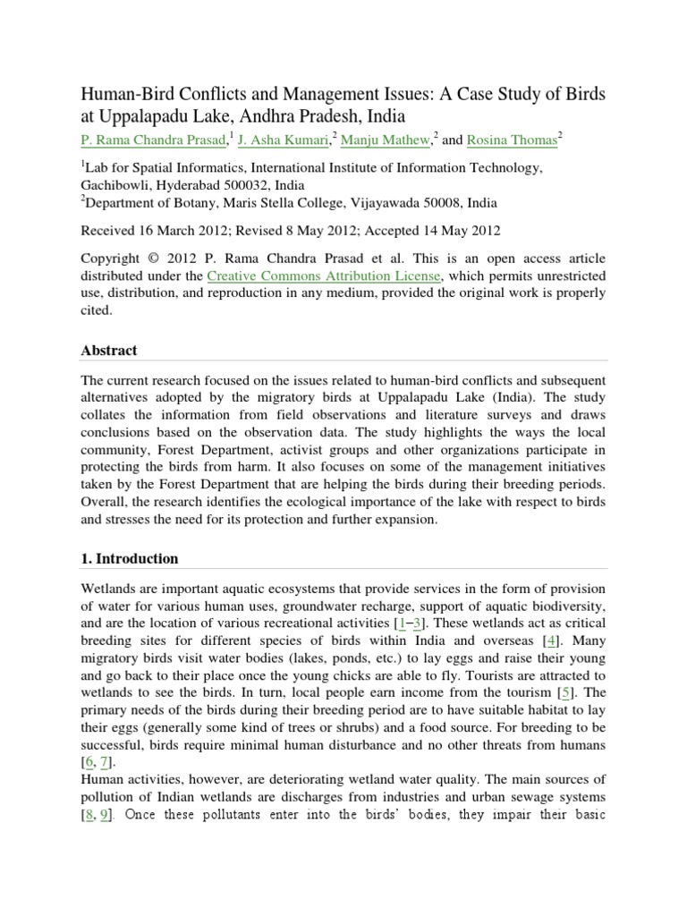 Human-Bird Conflicts and Management Issues in India | PDF | Birds | Lake