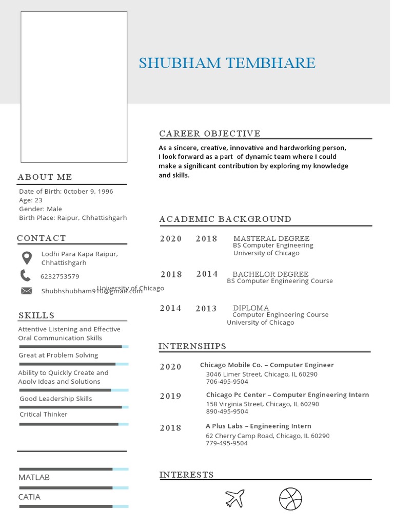 Simple Fresher Resume Template | PDF