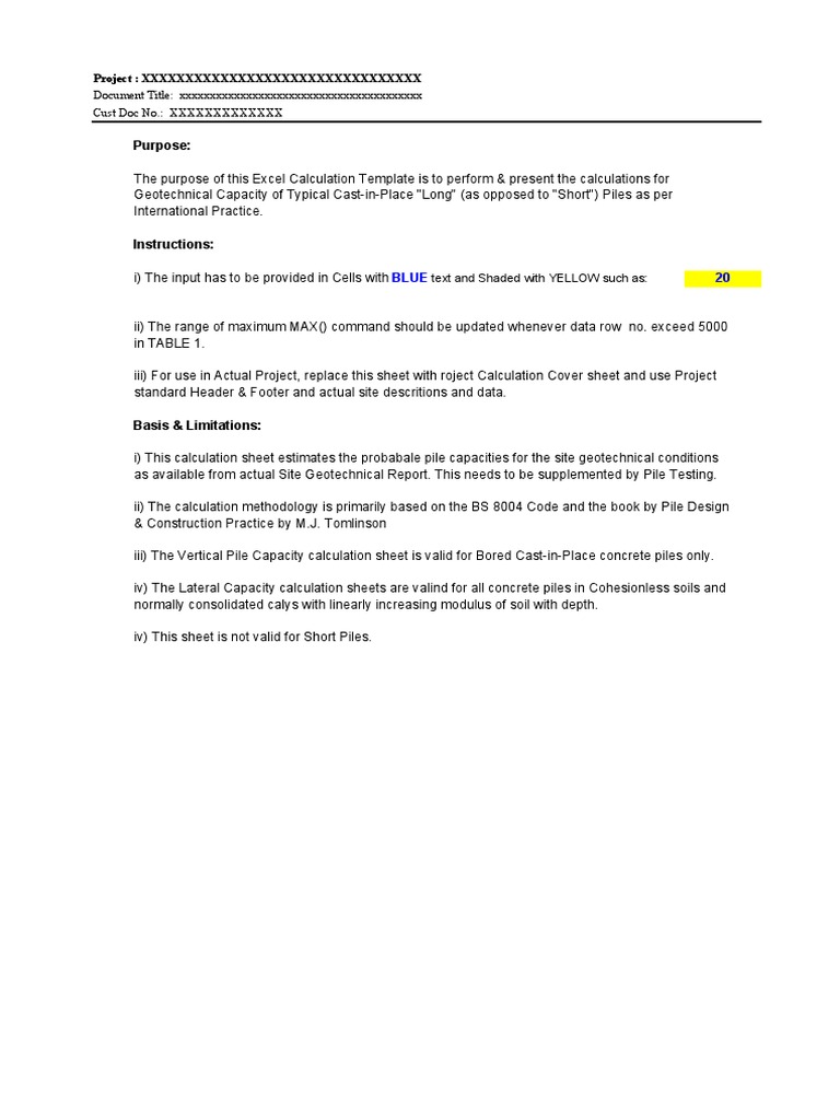 Bored CIP Piles - Capacity Calculation - International Practice ...