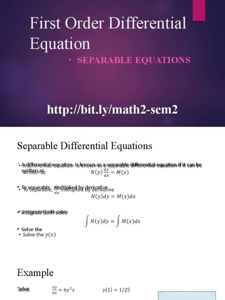 First Order Differential Equation: Separable Equations | PDF