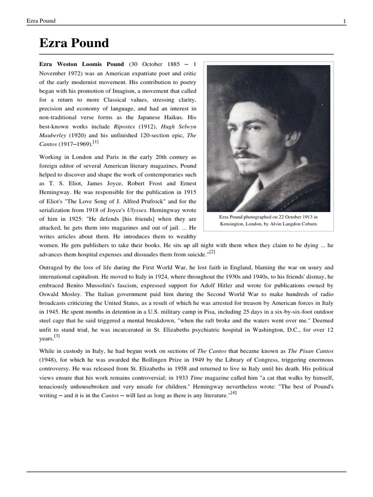 Ezra Pound: Modernist Poet and Controversy | PDF | Poetry