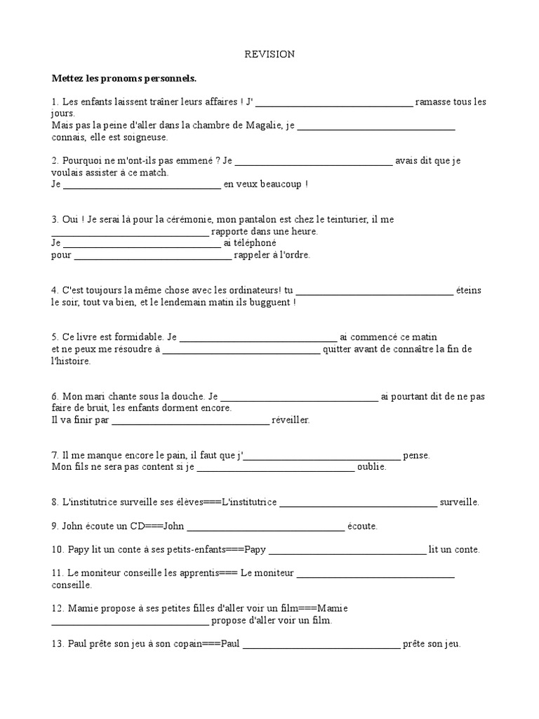 Revision Pronoms | PDF