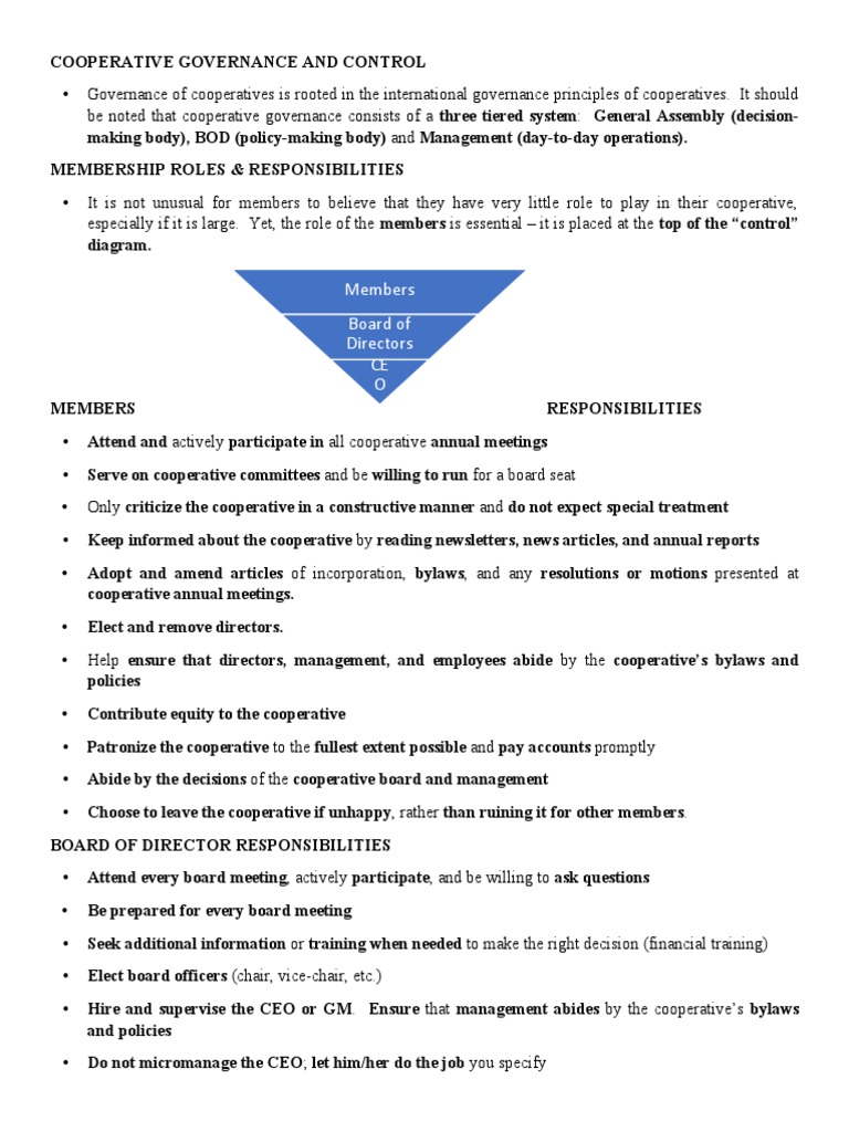 Cooperative Governance and Control | PDF | Board Of Directors | Cooperative