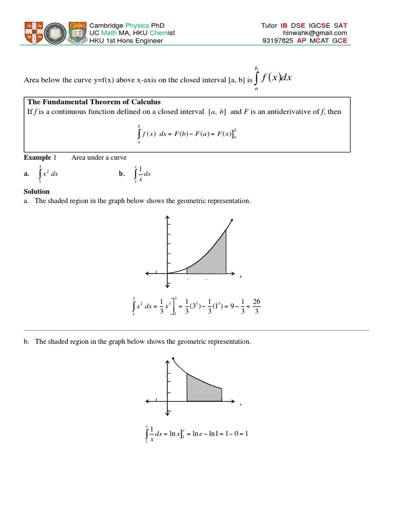 Area Between Curves Calculations | PDF | Integral | Algebra