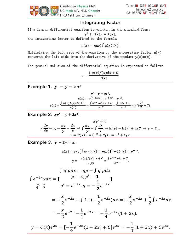 15.3 Integrating Factor | PDF | Trigonometric Functions | Equations
