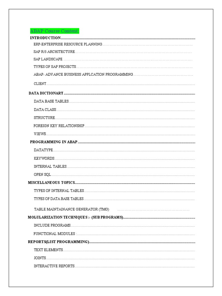 Abap F Contents | PDF | Models Of Computation | Software Development