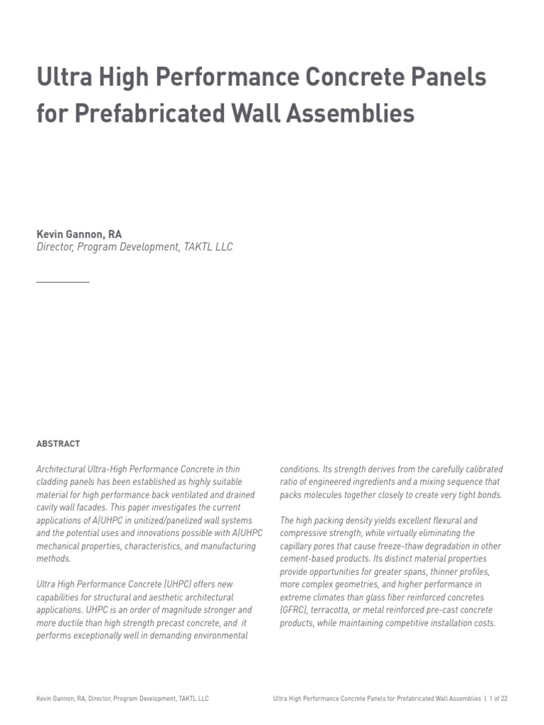 Ultra High Performance Concrete Panels For Prefabricated Wall ...
