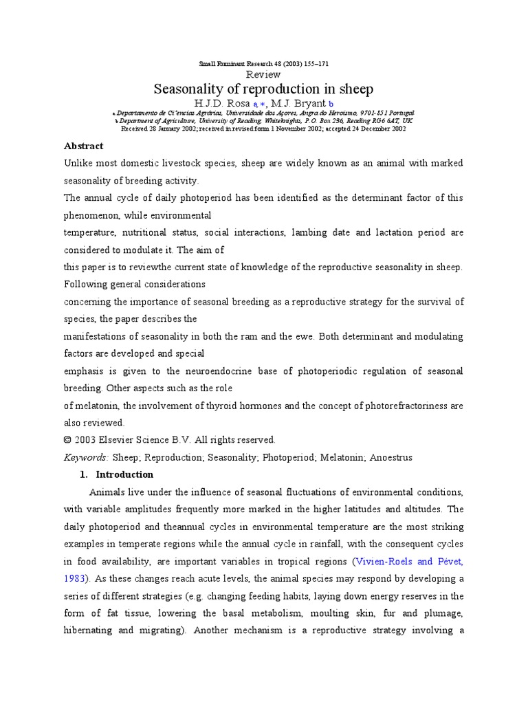 Small Ruminant Research 48 | PDF | Luteinizing Hormone | Circadian Rhythm