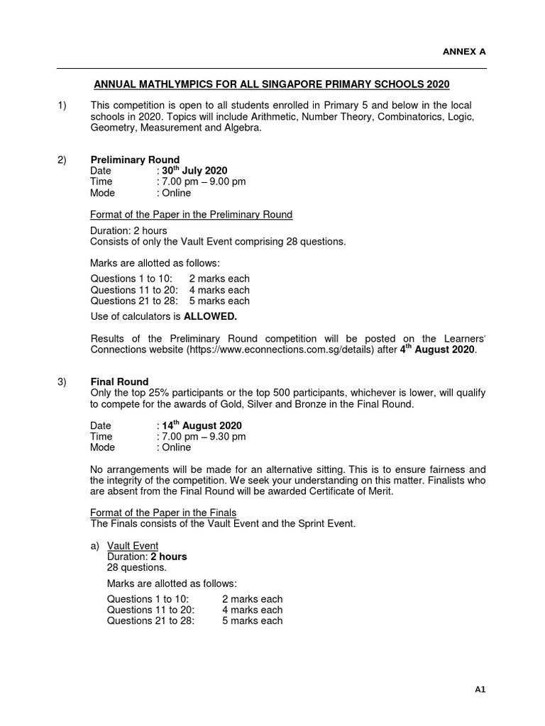 Details of the Annual Mathlympics Competition for Primary Schools in ...