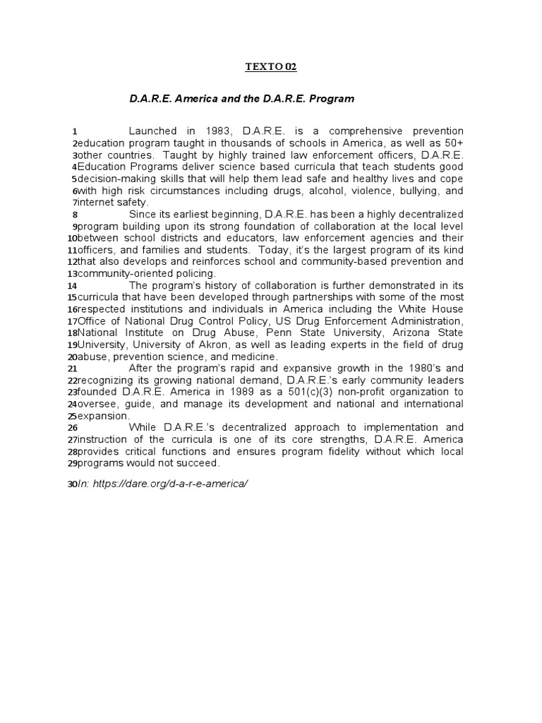 D.A.R.E. America and The D.A.R.E. Program: Texto 02 | PDF | Wellness
