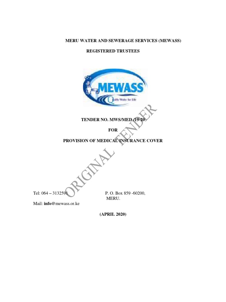 MEWASS Medical Insurance Tender Notice | PDF | Legal Tender | Insurance