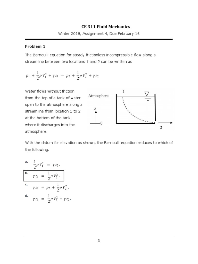 CE 311 Fluid Mechanics Assignment Solutions | PDF | Fluid Dynamics | Pressure