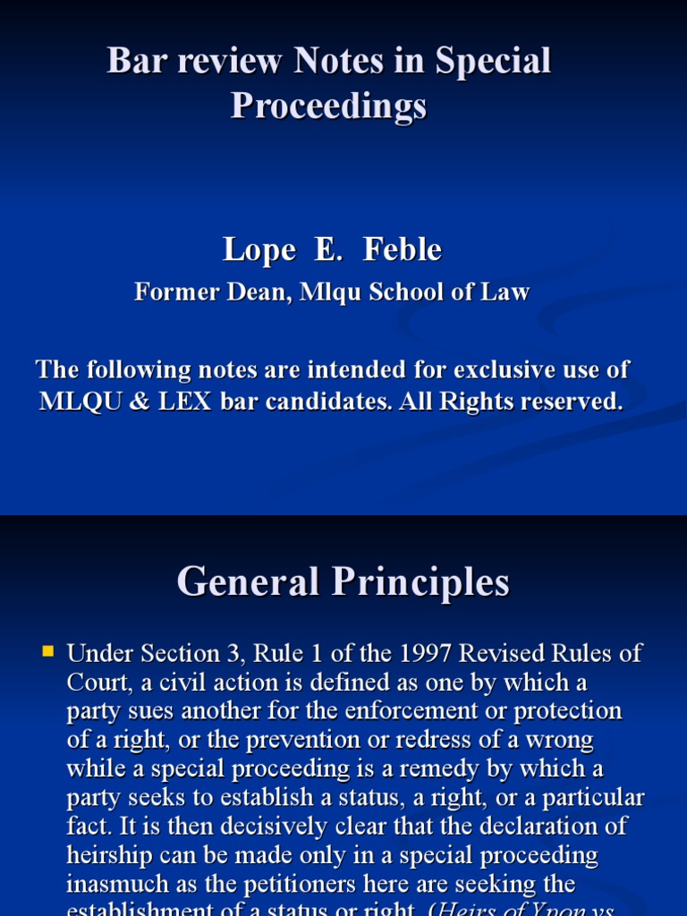 Special Proceedings Bar Review Notes | PDF | Trust Law | Probate