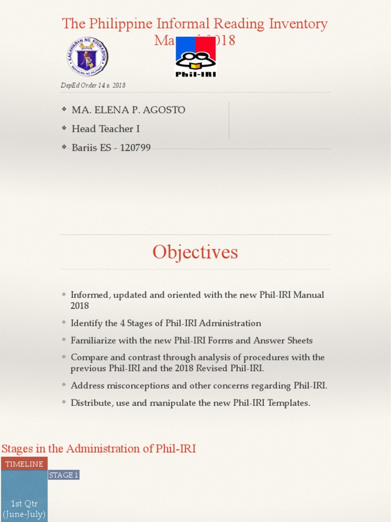 The Philippine Informal Reading Inventory Manual 2018: Ma. Elena P ...