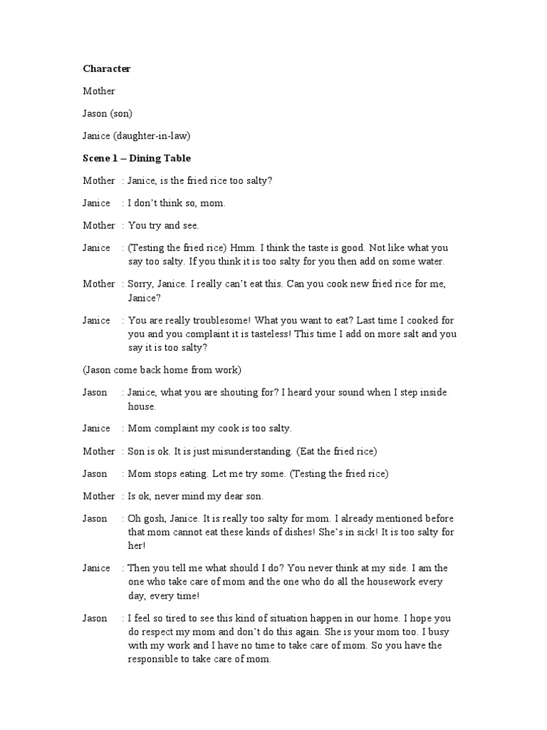 Role Play Script (Full) | PDF | Foods