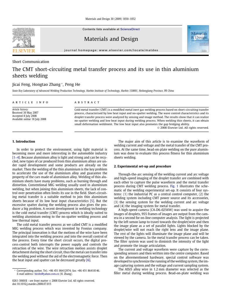 CMT Short Circuit Metal Transfer | PDF | Welding | Construction