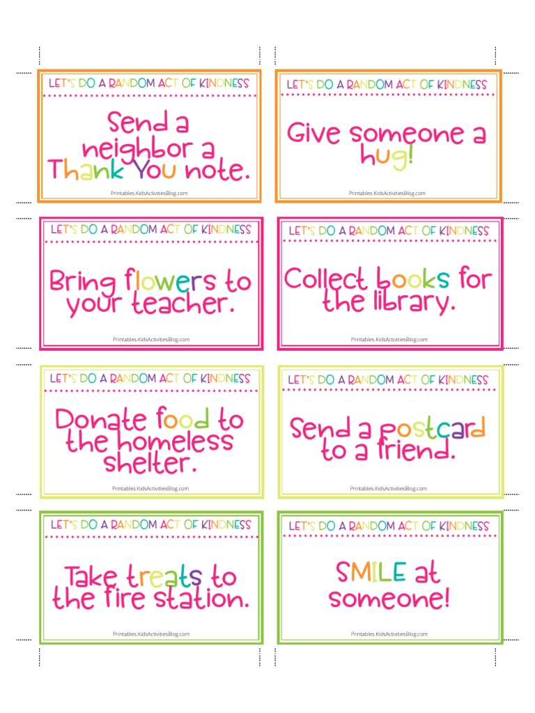 Random Acts of Kindness Cards Printables | PDF