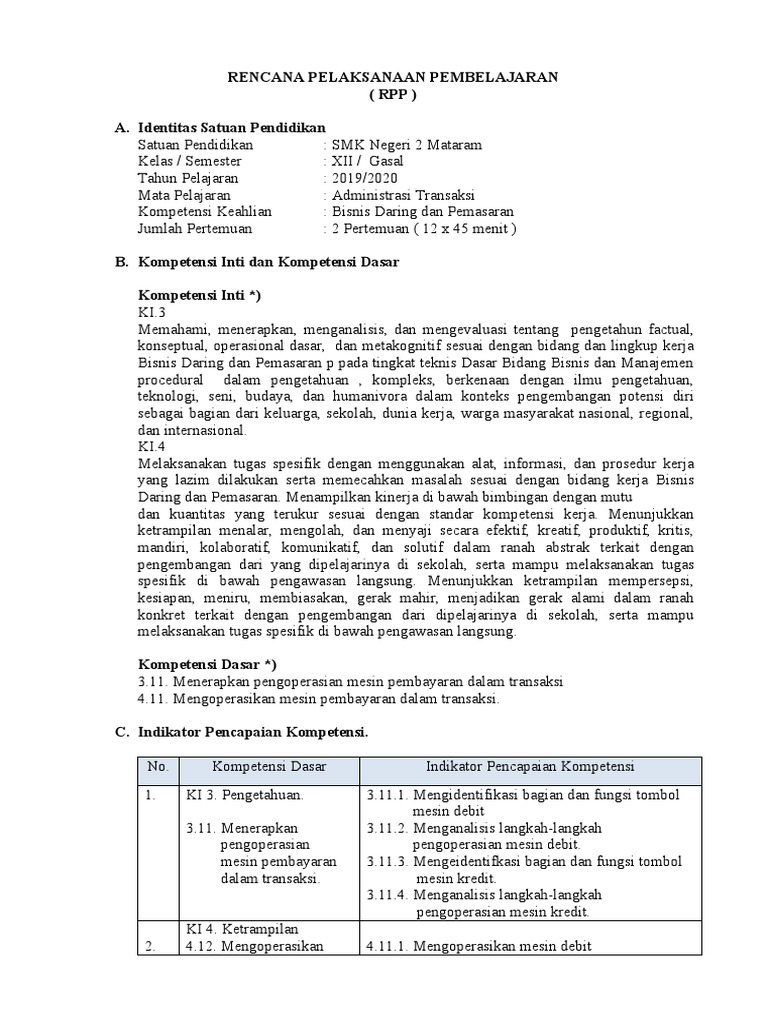 RPP Administrasi Transaksi Kelas 12 | PDF | Karier & Perkembangan | Pengelolaan Keuangan & Uang
