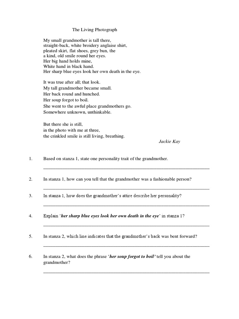 P2 POEM The Living Photograph | PDF | Grandparent | Psychological Concepts