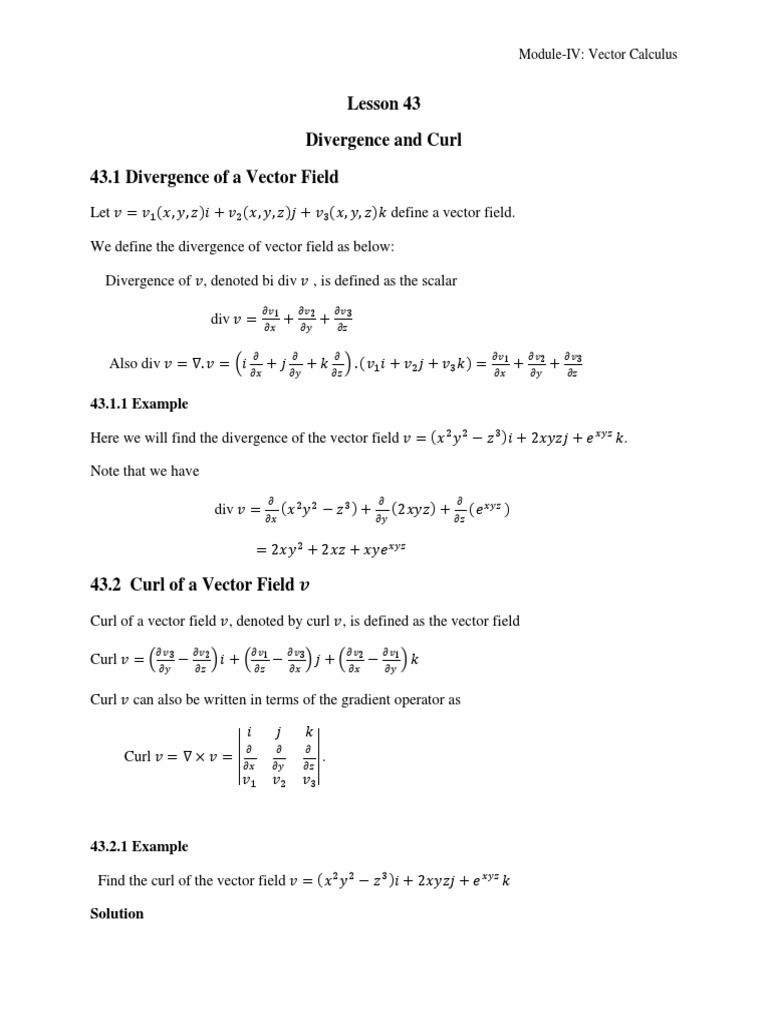 Div and Curl | PDF | Vector Calculus | Divergence