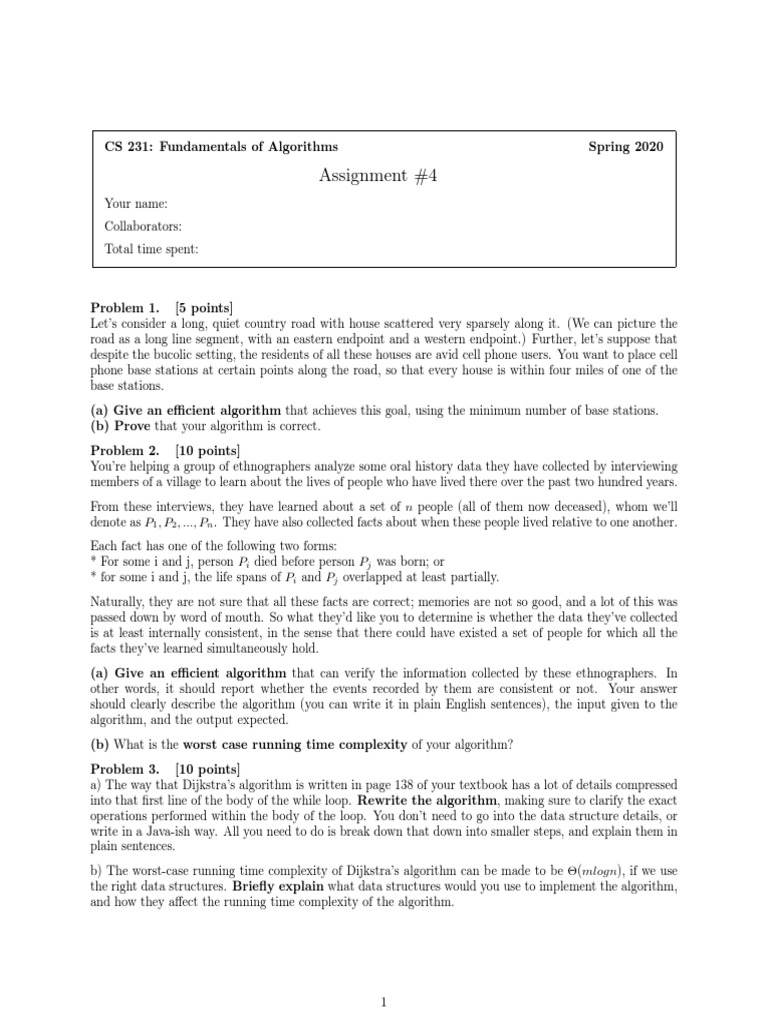 Assignment #4 | PDF | Computational Complexity Theory | Time Complexity