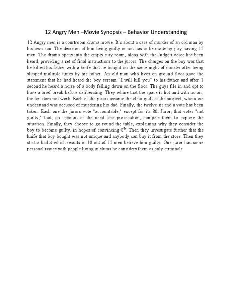 12 Angry Men: Jury Deliberation Drama | PDF