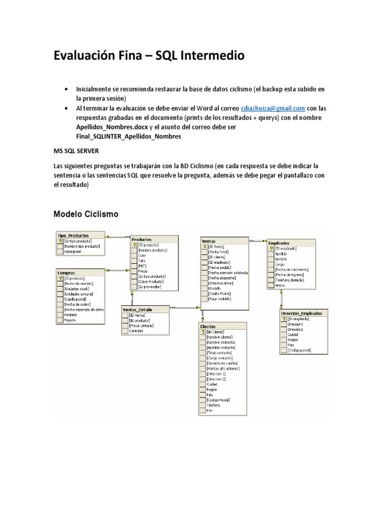 Examen Final SQL Intermedio | PDF | SQL | Gestión de datos