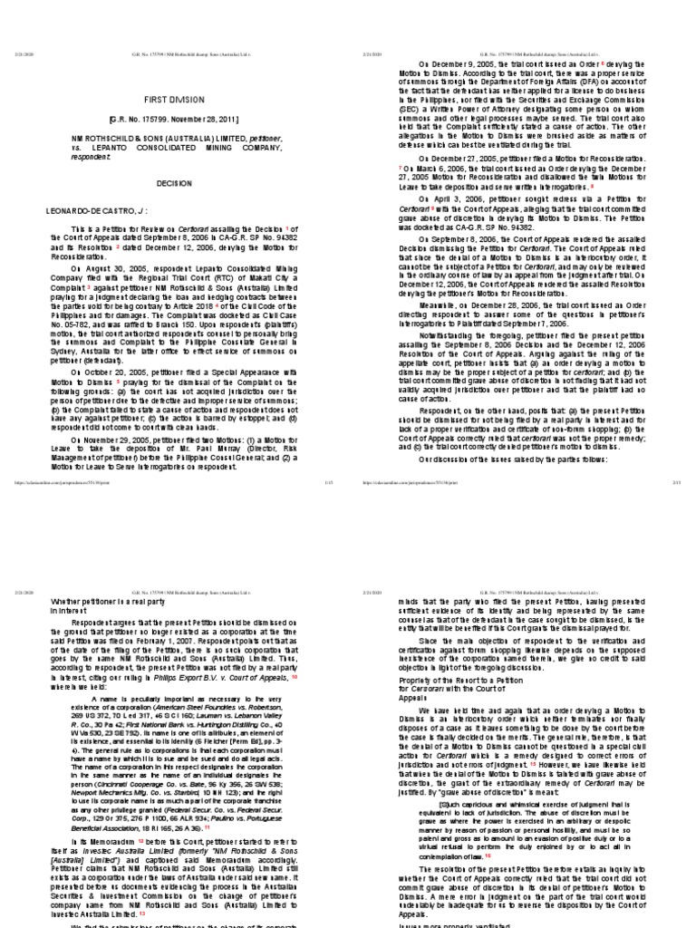 3) NM Rothschild & Amp Sons (Australia) LTD.V - PDF | PDF | Demurrer ...