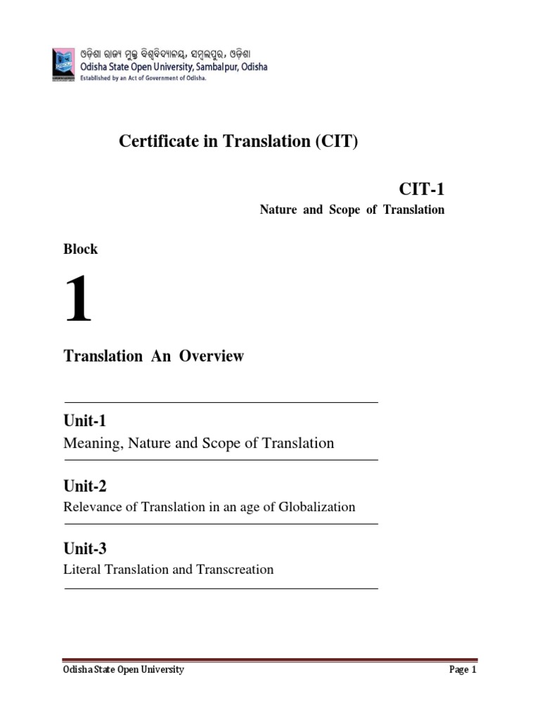 Cit 01 Block 01 PDF | PDF | Translations | Language Interpretation