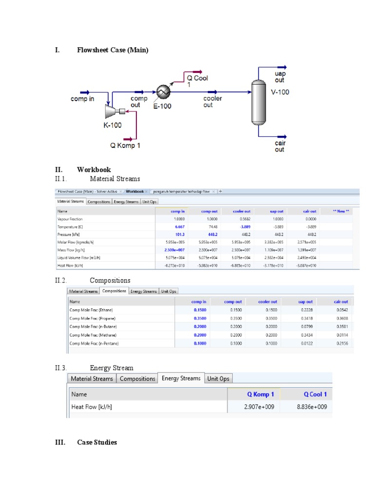I. Flowsheet Case (Main) : II.1. Material Streams | PDF | Industrial ...