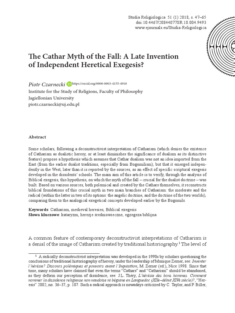 The Cathar Myth of The Fall | PDF | Catharism | Heresy