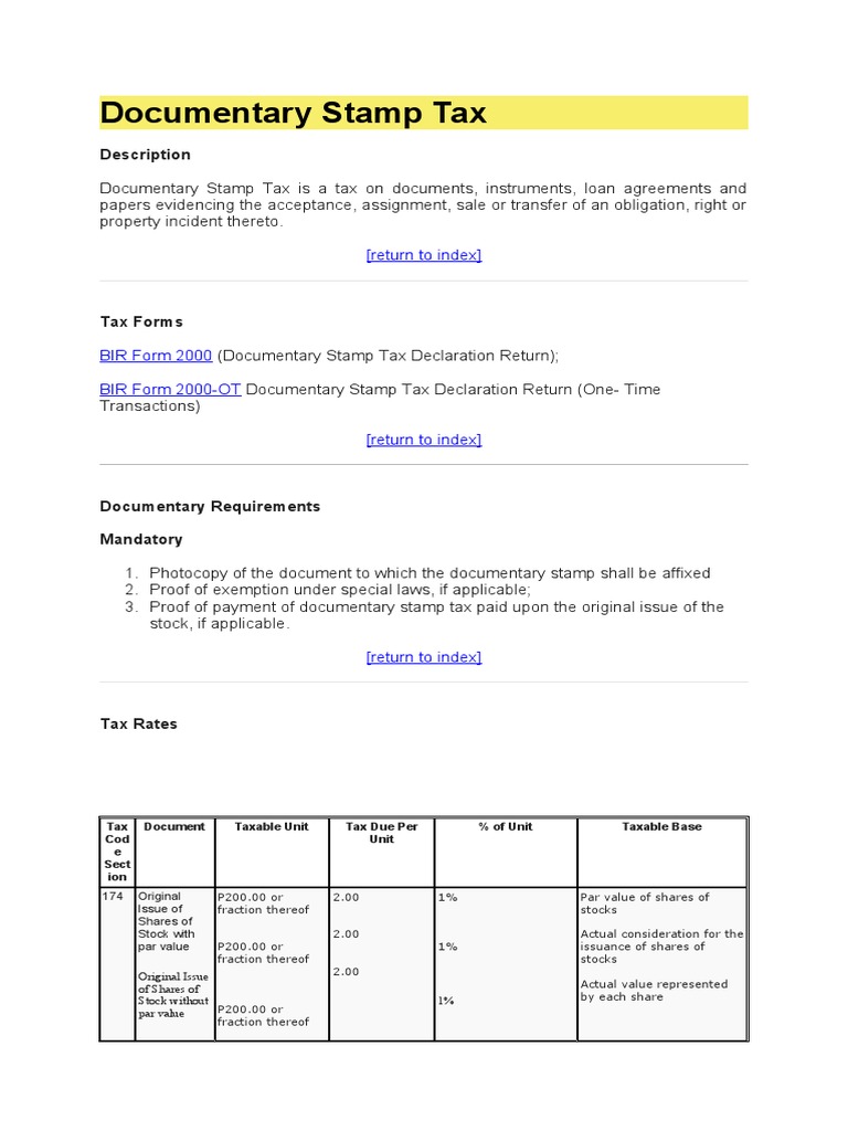 Documentary Stamp Ta1 | PDF | Taxes | Repurchase Agreement