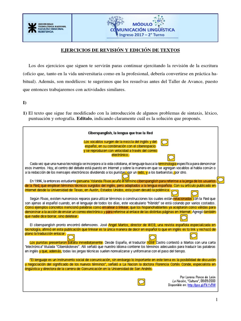 Hoja De Trabajo Para Practicar La Corrección De Textos
