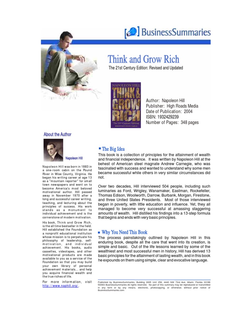 Think and Grow Rich Think and Grow Rich: The Big Idea The Big Idea | PDF