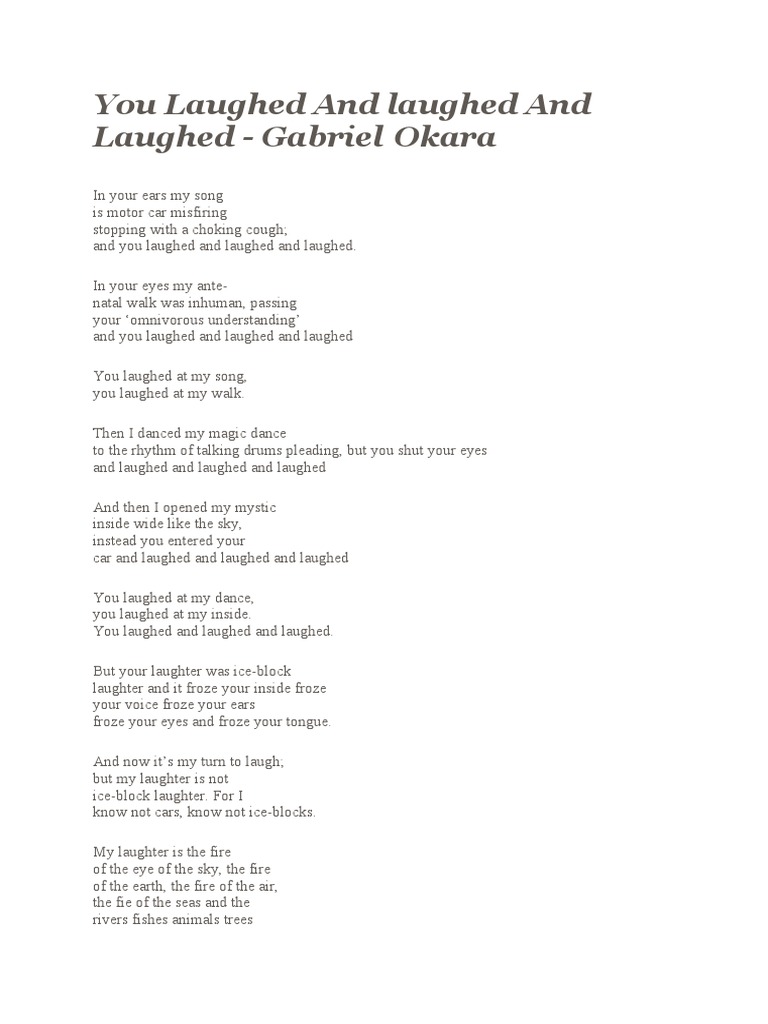 You Laughed and Laughed and Laughed - Gabriel Okara | PDF | Nature