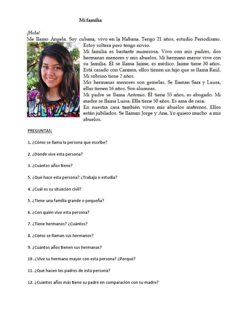 Mi Familia | PDF | Artes del Lenguaje y Comunicación