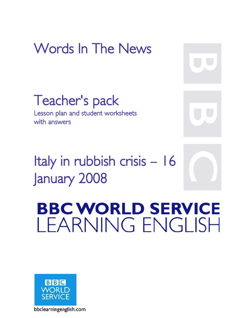 Words in The News: Lesson Plan and Student Worksheets With Answers ...