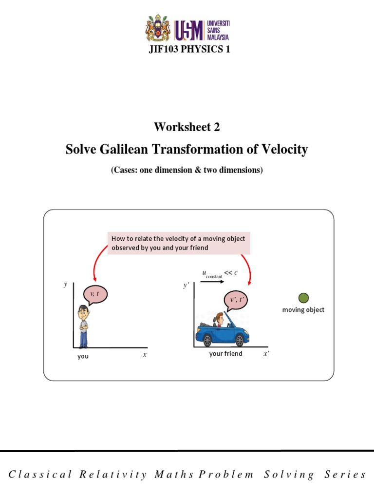 Worksheet 2 Solve Galilean Transformation of Velocity | PDF | Speed | Special Relativity