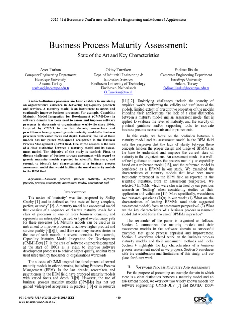 Business Process Maturity Assessment - State of The Art and Key Characteristics | Download Free ...