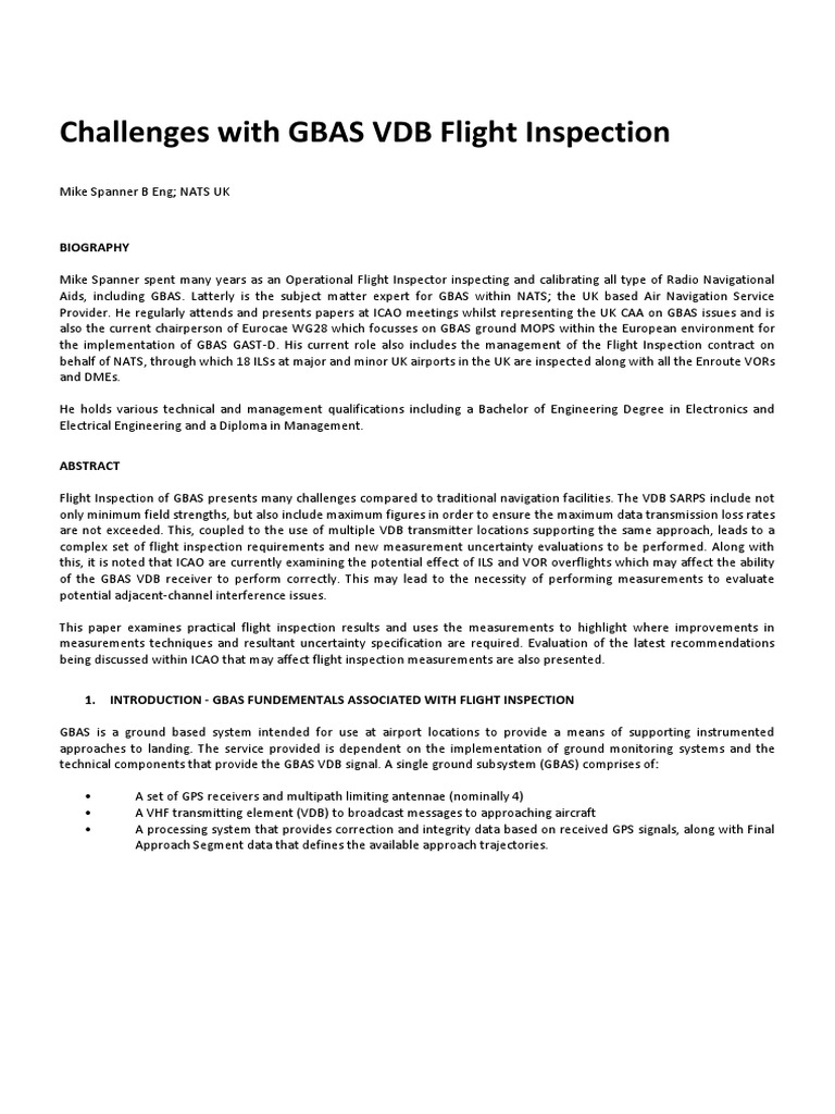 5 Spanner GBAS Flight Inspection | PDF | Global Positioning System | Very High Frequency