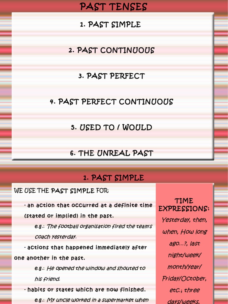 A Comprehensive Guide to Using Past Tenses in English | PDF | Perfect ...