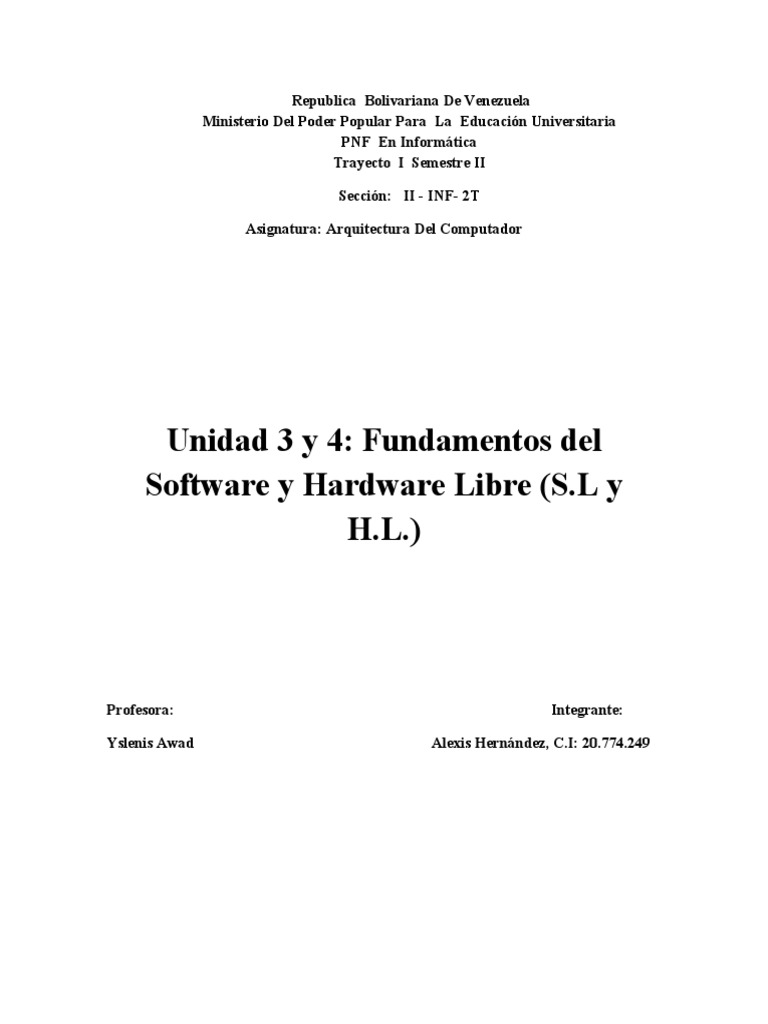 Fundamentos de Software Libre | PDF | Software libre | Hardware de la computadora
