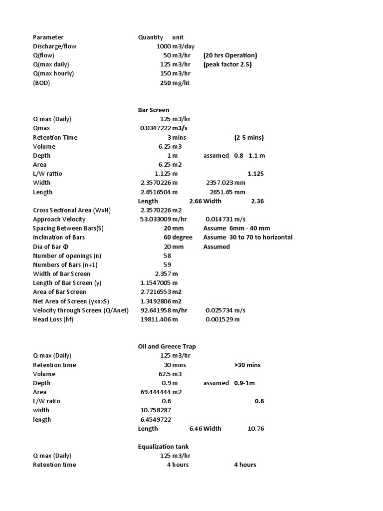 STP Design (With Aeration Tank) | PDF | Chemical Engineering | Chemistry