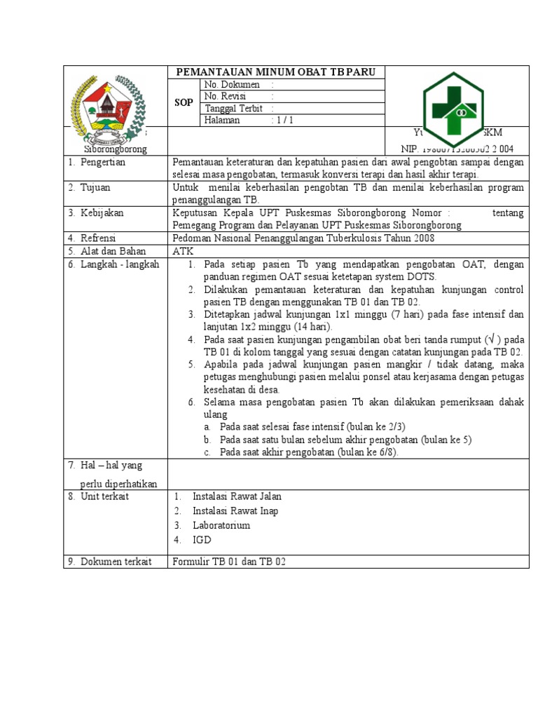 Pemantauan Obat TB Paru di Puskesmas | PDF
