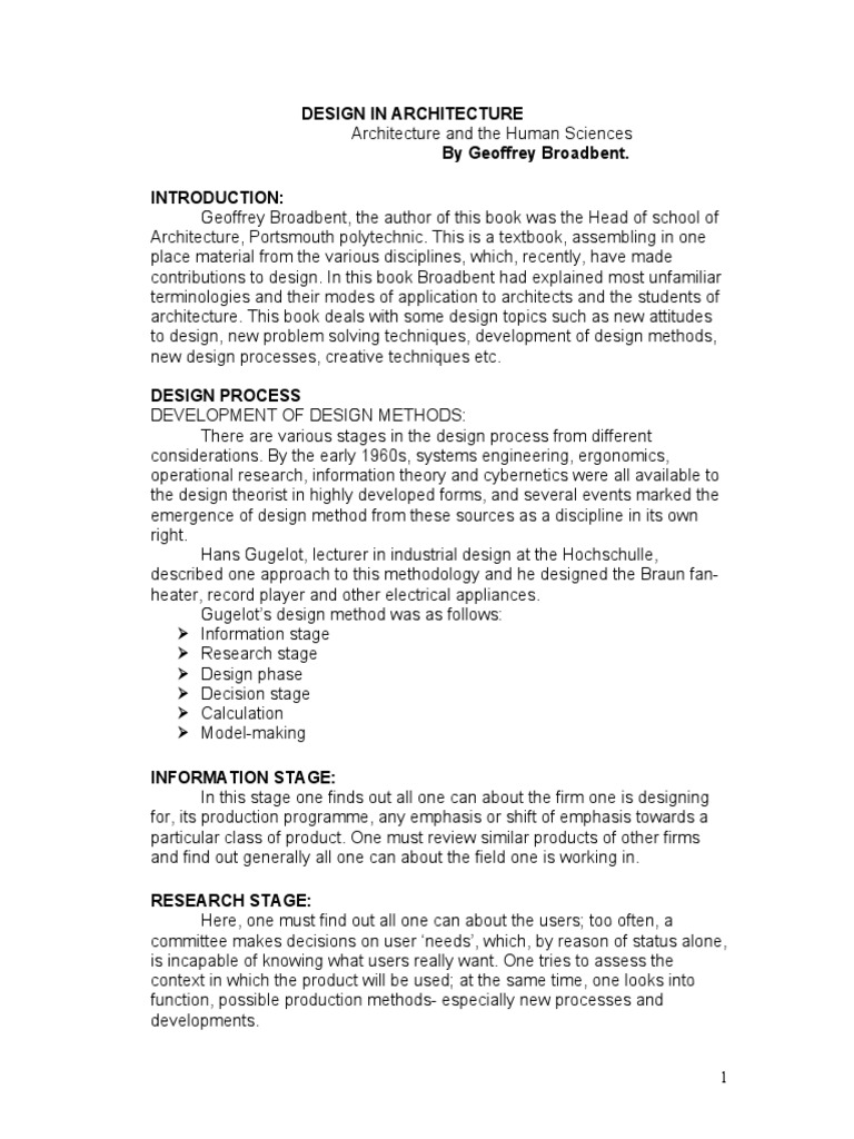 Design Methods by Geoffrey Broadbent | PDF | Design Methods | Design