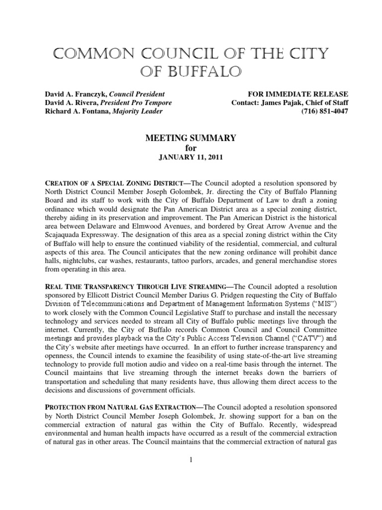 Council Report 011111 | PDF | Buffalo | City