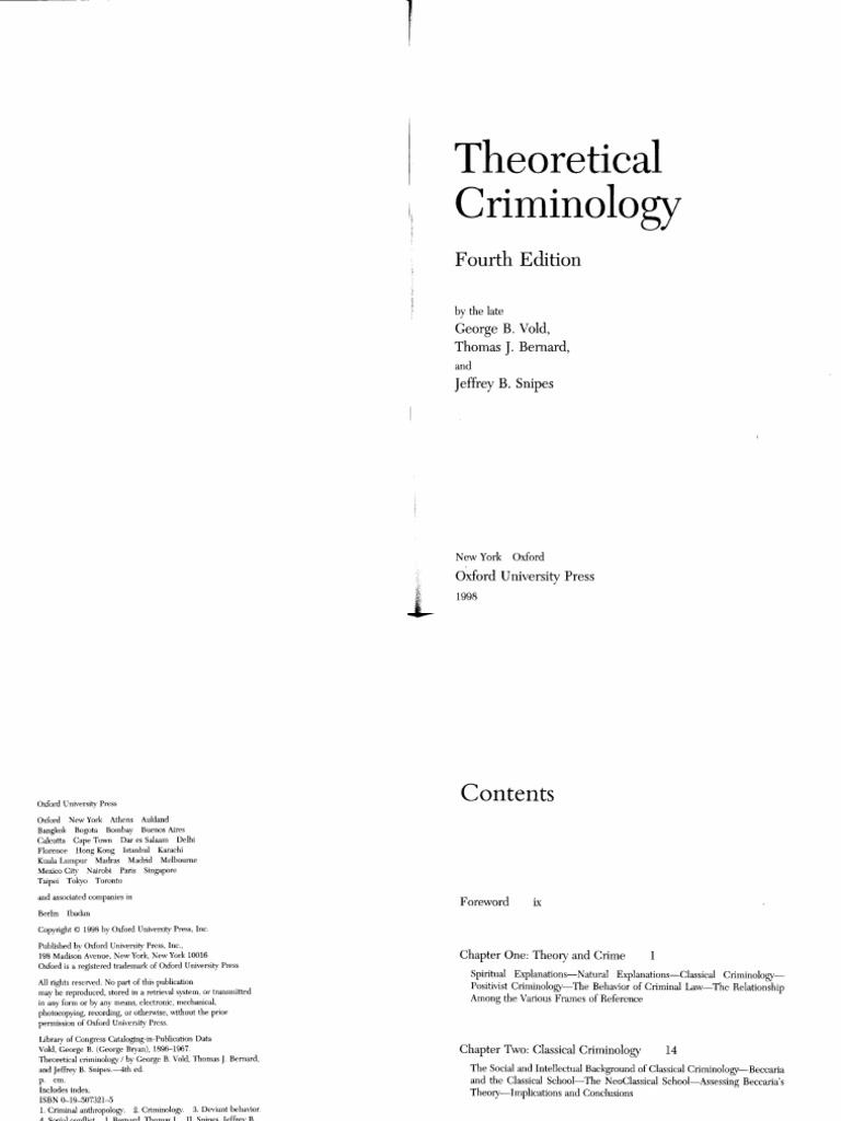 The Late George B. Vold, Thomas J. Bernard, Jeffrey B. Snipes ...