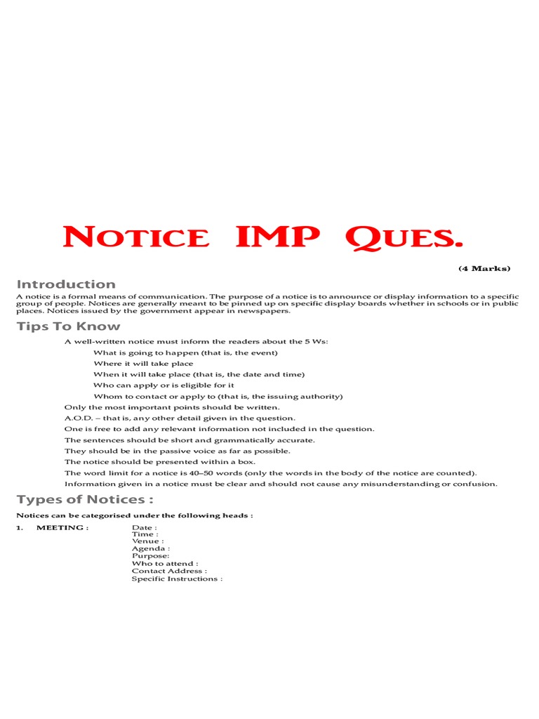 Guidelines for Writing Effective Notices | PDF | Question | Cognitive ...
