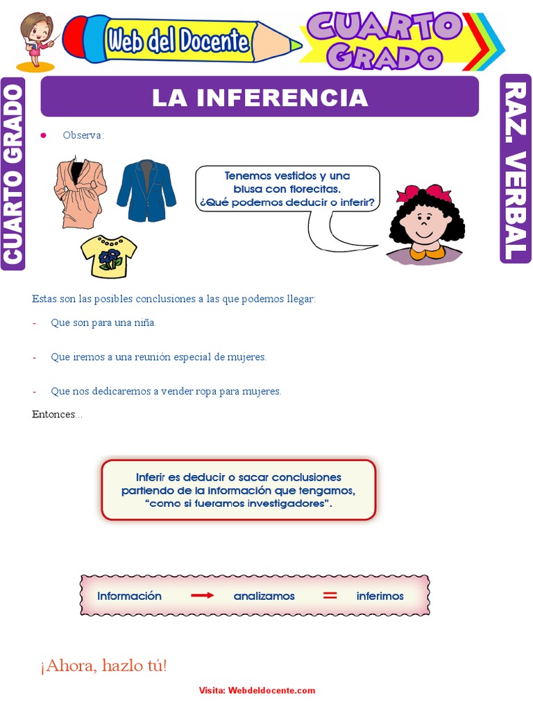 Hojas De Trabajo Para Hacer Inferencias, Cuarto Grado La Inferencia