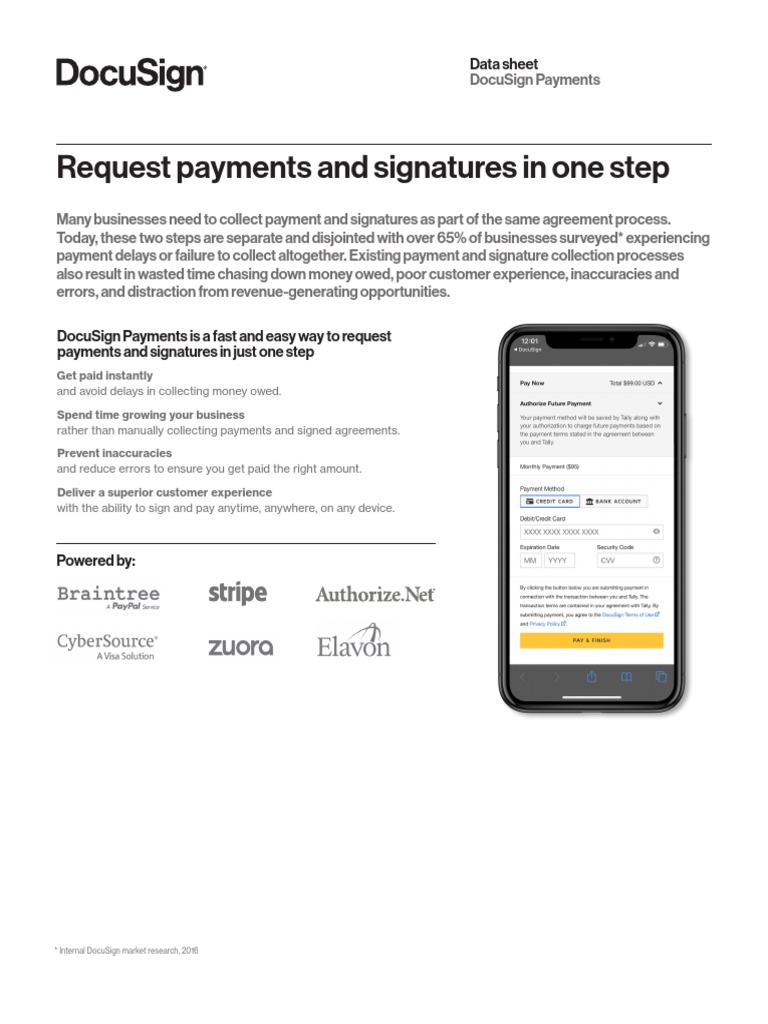 Docusign Payments Datasheet | PDF | Payments | Credit Card